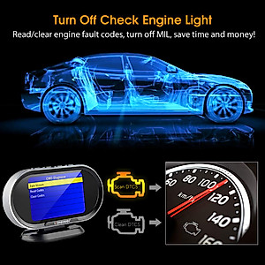 KONNWEI KW206 Car OBD2 HUD Digital Meter Gauge All in One Automotive Trip Computer Smart OBD Speedometer Water Temperature Fuel Pressure Tester for All 2003 and Newer Cars