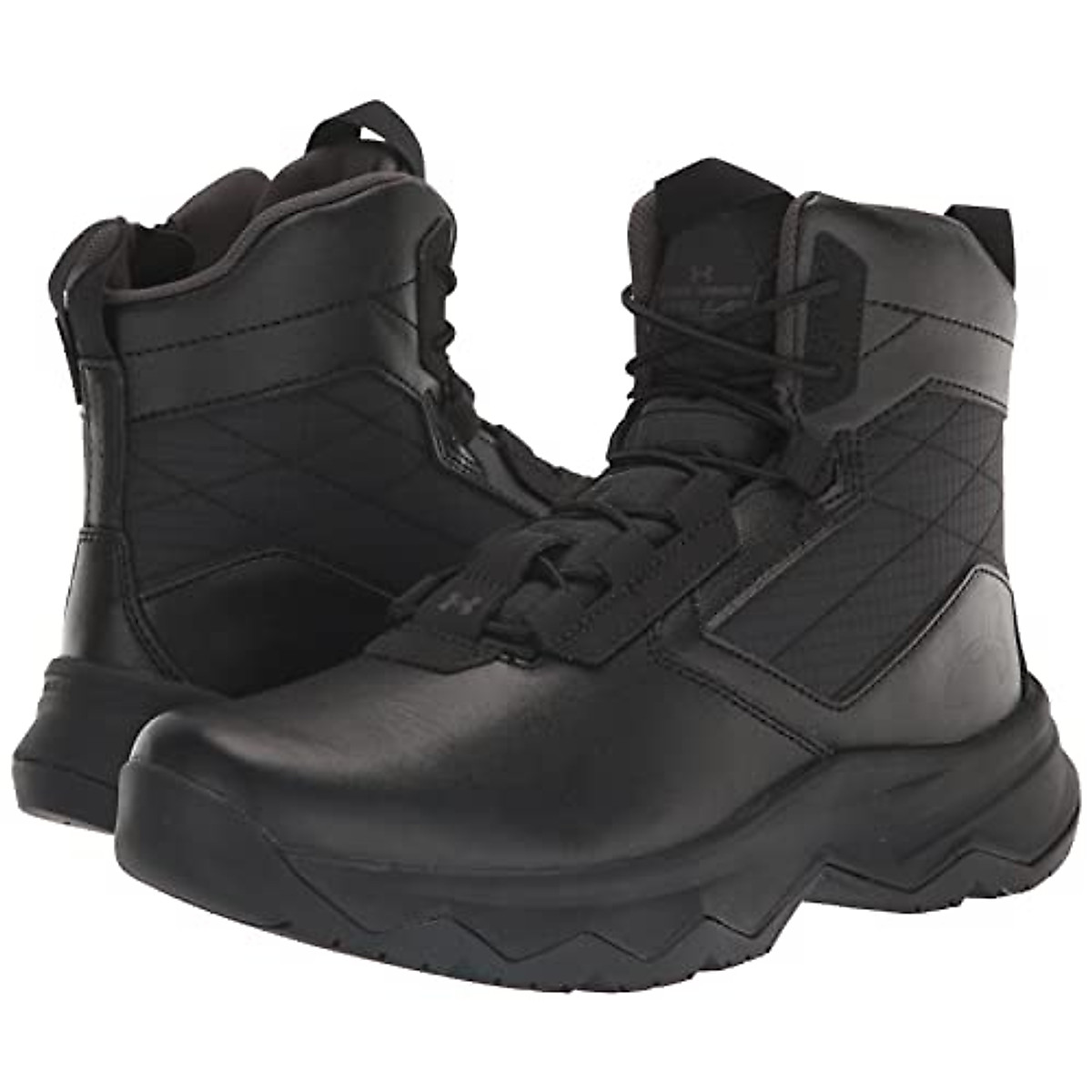 Under Armour Men's Stellar G2 6" Side Zip Lace Up Boot Military and Tactical, (001) Black/Black/Pitch Gray, 11