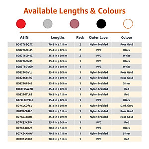 Amazon Basics USB-A to Lightning ABS Charger Cable, MFi Certified Charger for Apple iPhone 14 13 12 11 X Xs Pro, Pro Max, Plus, iPad, 3 Foot, White, (Pack of 2)