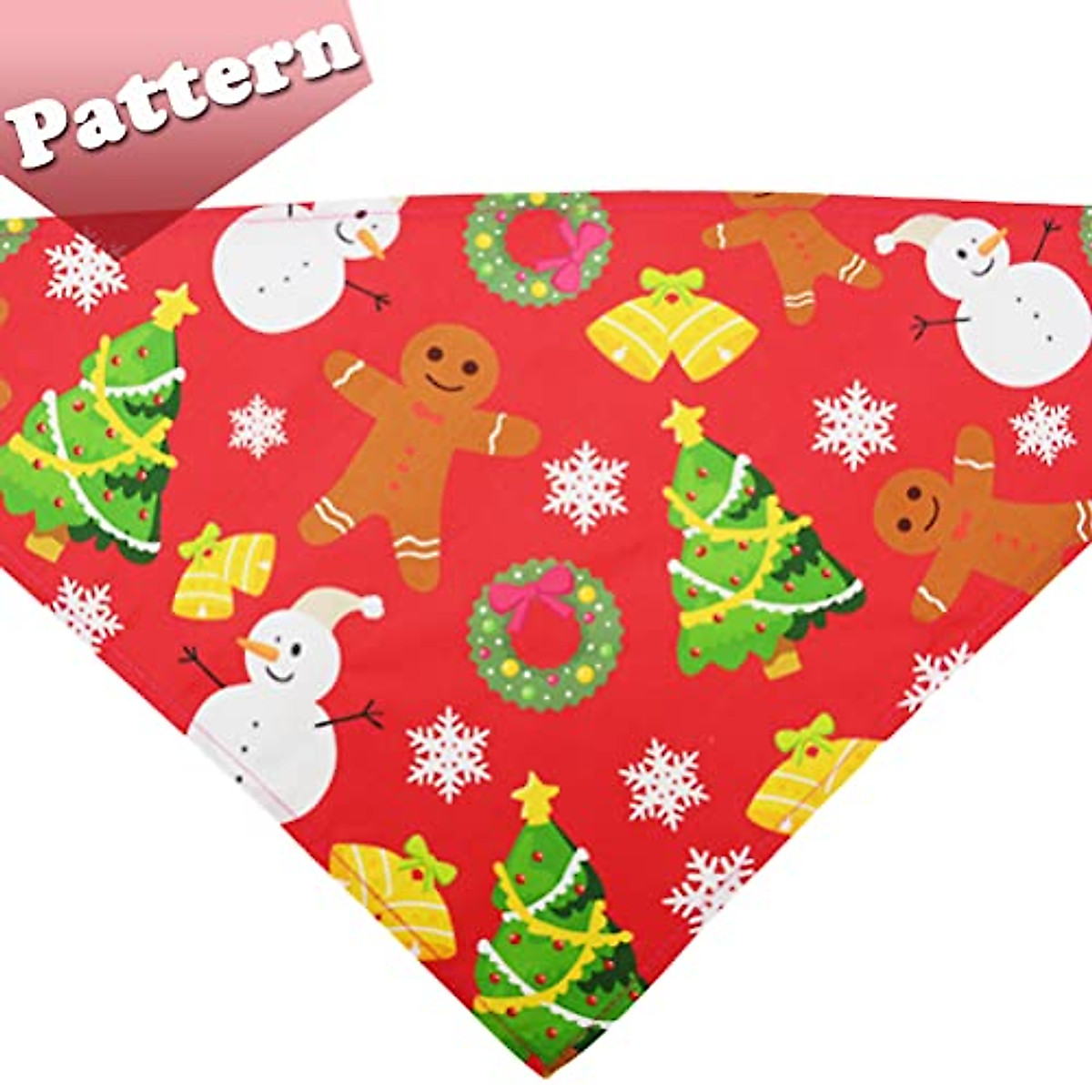 Covoroza 2 Pack Christmas Dog Bandanas Reversible Triangle Bibs Scarf Accessories X-mas for Dogs Pets Animals Red and Green