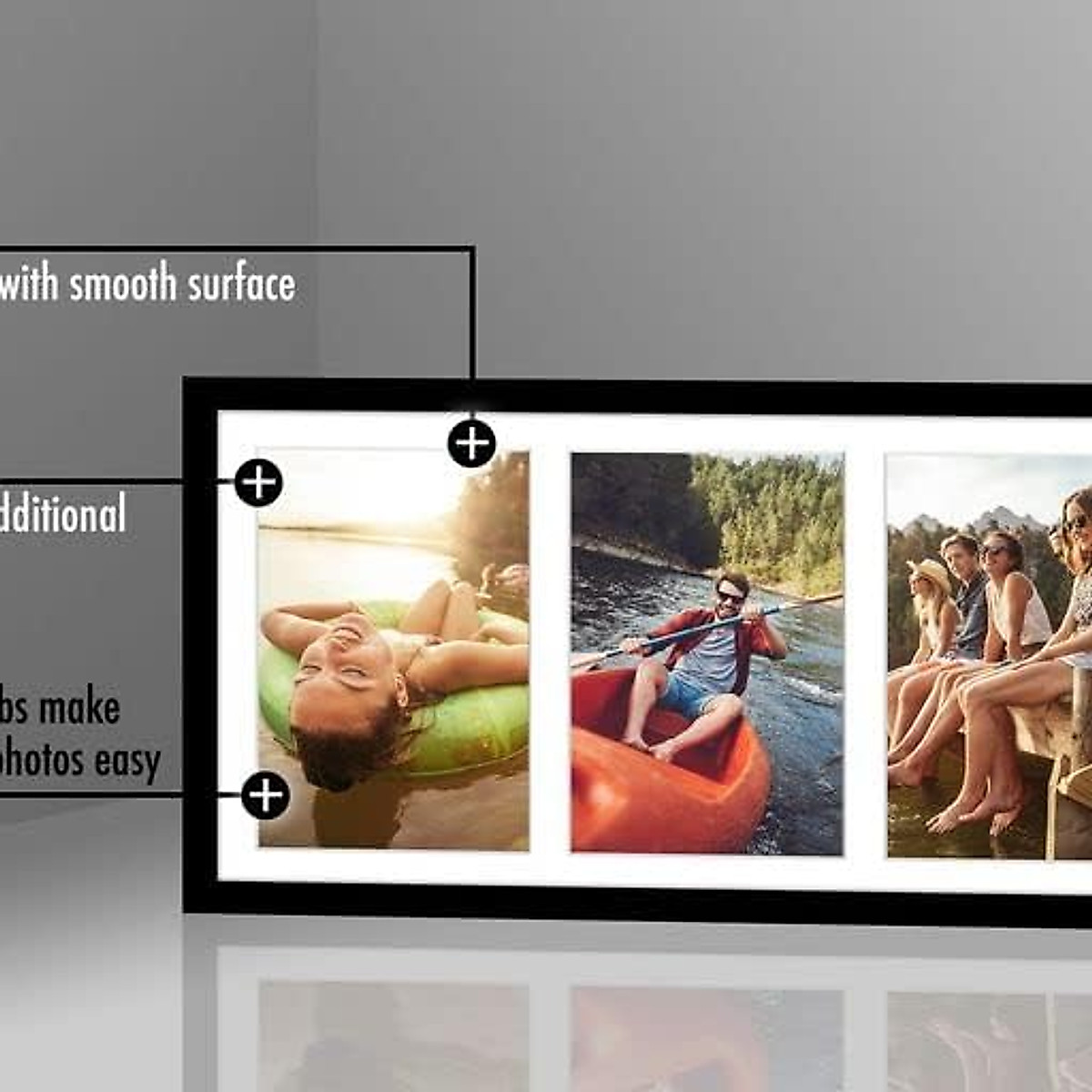 Americanflat 8x20 Collage Picture Frame in Black - Displays Four 4x6 Frame Openings - Engineered Wood Picture Frame with Shatter Resistant Glass, and Includes Hanging Hardware for Wall