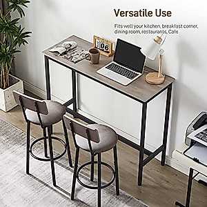 IINE'a 3 Piece Pub Dining Set,Bar Table and Chairs Set with Small Rectangle Bistro Table and 2 PU Upholstered Stools with Backrest, Counter Height Bar Table Set for Kitchen, Dining Room,Breakfast Nook