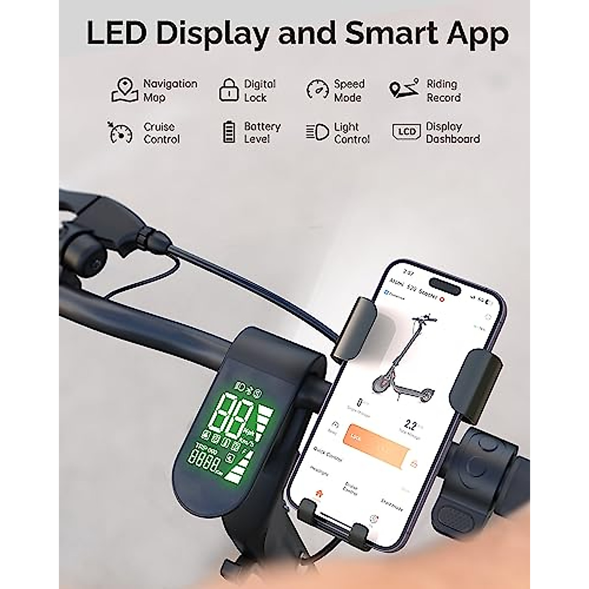 Atomi Electric Scooter E20, 500W Motor Electric Scooter with 19 Miles Long Range, 15.6 Mph Speed, Portable Folding Commuting Scooter for Adults with Double Braking System and Smart App