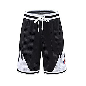 BOOMLEMON Men's Basketball Shorts Gym Training Workout Athletic Shorts Mesh Graphic Print Running Short Pants(608 Black S)