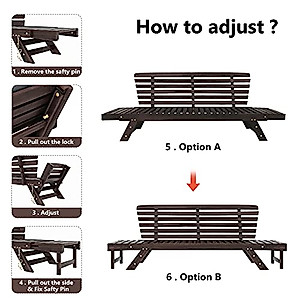 Goohome Outdoor Futon, Outdoor Daybed Cushion Patio Sofa, Adjustable Convertible Wooden Patio Loveseat Sofá Chaise Lounge Sectional Furniture Set, for Balcony, Backyard, Poolside