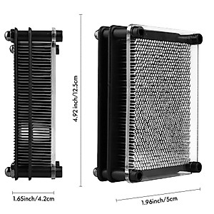 3D Pin Art Toy, Size 3.75” X 5” Unique Metal 3D Pin Art Board Impression Toy for Kids (Silver, Metal)