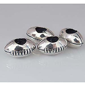 USA Football Charm 925 Sterling Silver Rugby Ball Charm Sport Charm for Bracelets