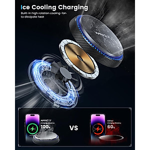 APPS2Car for MagSafe Car Charger Mount, 15W Wireless Car Charger Magnetic Car Phone Holder Mount Charger Dashboard Windshield Vent for iPhone 15/14/13/12 Series, Fast Charging, 17 Strong Magnets