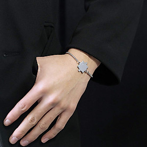 1 Pair Puzzle Piece Bracelets Matching Couples Stainless Steel CZ Crystals Stacking Adjustable Simple Link Dainty Charm Hypoallergenic for Him And Her Valentine's Day Fashion Gifts