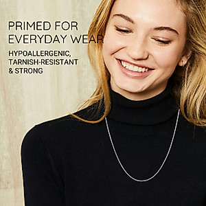 KISPER Sterling Silver Snake Chain Necklace –Thin, Dainty, Sterling Silver Plated Stainless Steel Jewelry for Women & Men with Lobster Clasp, 20"