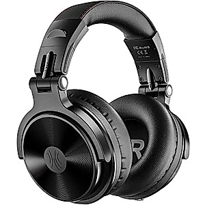 OneOdio Bluetooth Over Ear Headphones, 110 Hrs Wireless/Wired Stereo Sound Foldable Headsets with Deep Bass 50mm Neodymium Drivers for PC/Phone/Tablet - Studio Wireless Pro C, Black