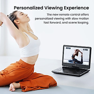 ieGeek 15.9" Portable DVD Player - with 14.0" Large HD Screen, 6 Hours Rechargeable Battery, High Volume Speakers, Region Free, Support USB/SD/Headphone/Sync TV and Multiple Formats, Slow Play - Black