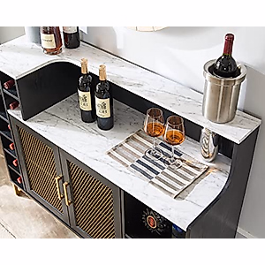 Home Source Black Accent Bar Cabinet with Mesh Door