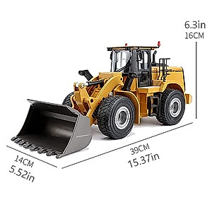WESTN RC Bulldozer, 2.4Ghz 9 Channels RC Front Loader Toy, 1:24 Scale Full Function RC Bulldozer Construction Vehicle with Alloy Shovel, Suitable for Children's Festival Gifts