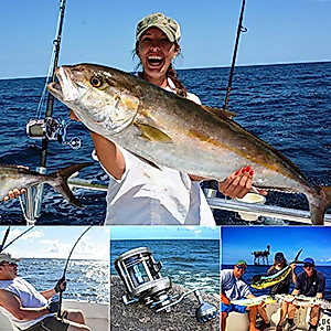 Sougayilang Trolling Reel Saltwater Level Wind Reels,Conventional Reels Boat Fishing Ocean Fishing for Sea Bass Grouper Salmon-SHA4000 Right Handed-NO Line Counter