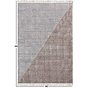 Casavani Hand Block Printed Cotton Dhurrie Abstract Brown & Black Area Rug Doormat Floor Rug Indoor Area Rugs for Bedroom Living Room Laundry Room 4x6 Feet