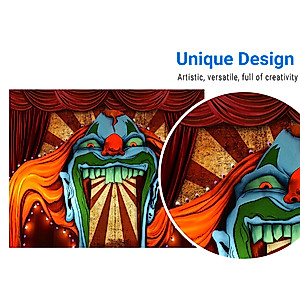 Funnytree 10x8ft Durable Fabric Horror Circus Theme Halloween Photography Backdrop No Wrinkles Giant Evil Clown Hallomas Birthday Party Background Scary Grove Vampire Decor Banner Photobooth Studio