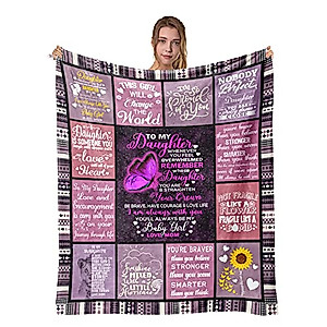 Qubygo to My Daughter Blanket - Gifts for Daughter from Mom,Daughter Birthday Gift from Mom, Birthday Gifts for Daughter, Gift for Daughter Adult, Daughters Gift Ideas Blankets 60”x50”