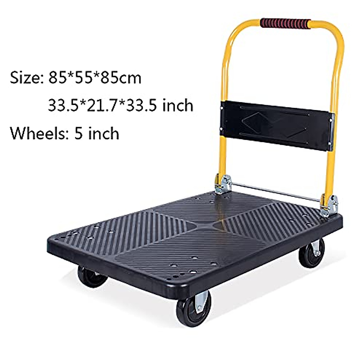 Generic Platform Hand Truck Folding Platform Truck Plastic Panel and Metal Handle Moving Push Cart for Warehouse Basements Flatbed Trolley Easy Transport Push Dolly for Loading (Size : 73-Mute-Thick