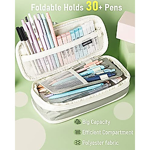 Nicpro 46PCS Aesthetic School Supplies With Big Capacity Pen Case, 26PCS Cute Pastel Mechanical Pencils 0.5 mm & 0.7 mm with 12 Tube HB Lead Refills, Erasers,Eraser Refills for Student Writing Drawing
