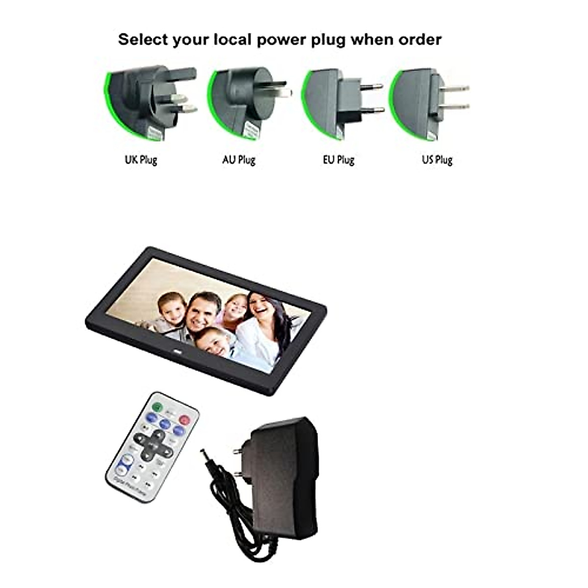 10 Inch Screen LED Backlight HD 1024 * 600 Digital Photo Frame Electronic Album Picture Music Movie Full Function Good Gift (Color : Black 8GB, Size : AU Plug)