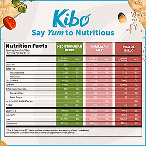 Kibo Chickpea Chips - High Protein/Fiber, Plant-Based, Cert. Gluten Free, Non-GMO, Vegan, Kosher, 3 Flavor Variety Pack, 1oz 12 pk