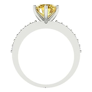 Clara Pucci 1.96ct Round Cut Solitaire Genuine Yellow Simulated Diamond Engagement Promise Anniversary Bridal Ring 18K White Gold 8