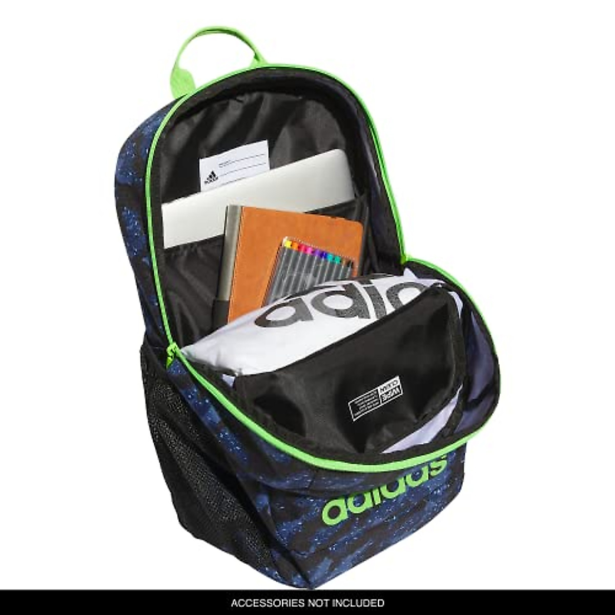 adidas Ready Backpack, Galaxy Camo Dark Blue/Lucid Lime Green, One Size