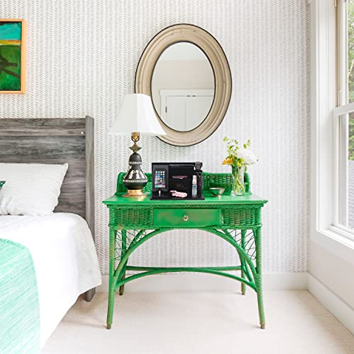 Wood Phone Docking Station Key Holder Wallet Stand Watch Organizer for Men Husband Dad - Anniversary Birthday Father Black Walnut