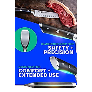 Dalstrong Gladiator Elite Series Forged High Carbon German Steel Steak 4-Piece Kitchen Knife Set with Black G10 Handle, 5 Inches, Sheaths Included