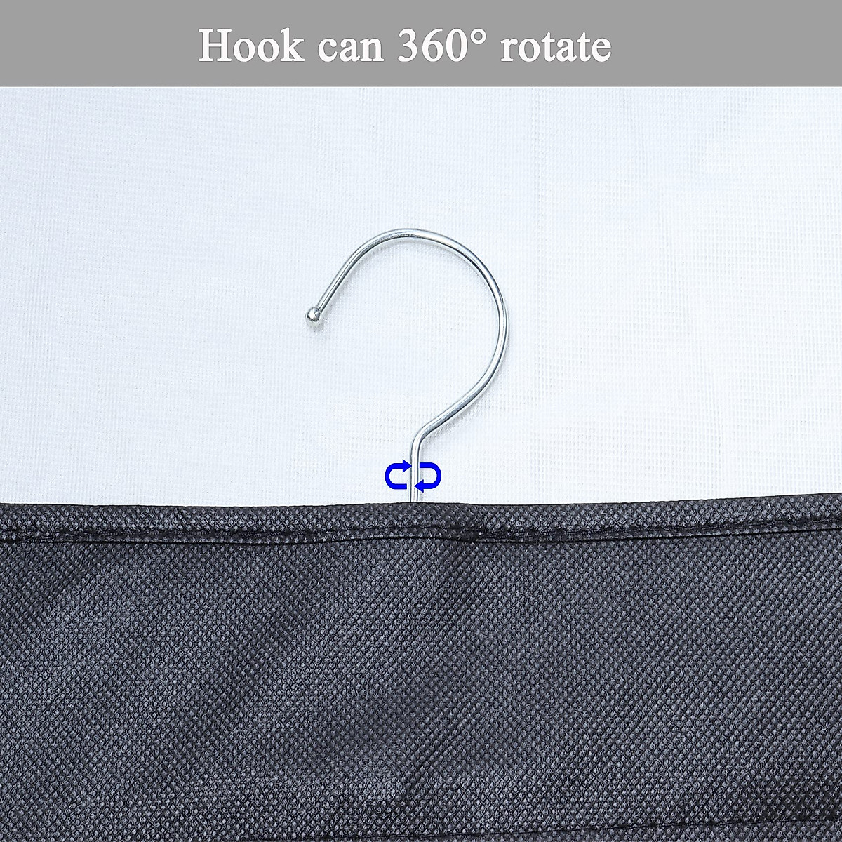 asoqwal 2 Pack 12 Large Pockets Hanging Shoe Organizer for Closet with Roating Hanger for Storage Mens Shoes,Kids Clothes,Also can used as Travel shoe rack hanging,Black