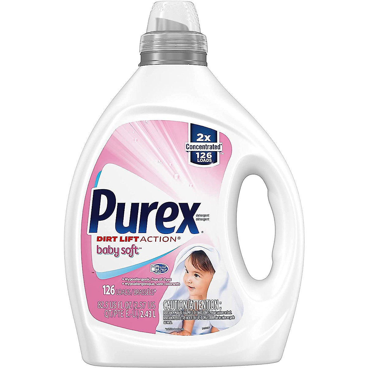 Purex Liquid Baby Laundry Detergent, Baby Soft Scent, 2X Concentrated, 126 Loads