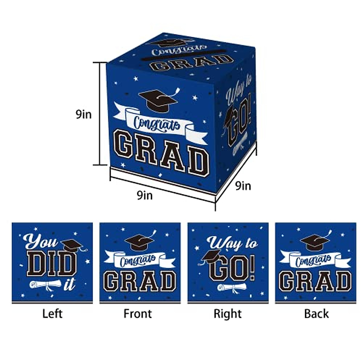 DAZONGE Class of 2023 Graduation Party Decorations Blue - 1 Graduation Card Box with 30 Graduation Advice Cards and 1 Guestbook Signature Board for Graduation Party Supplies - Graduation Gifts