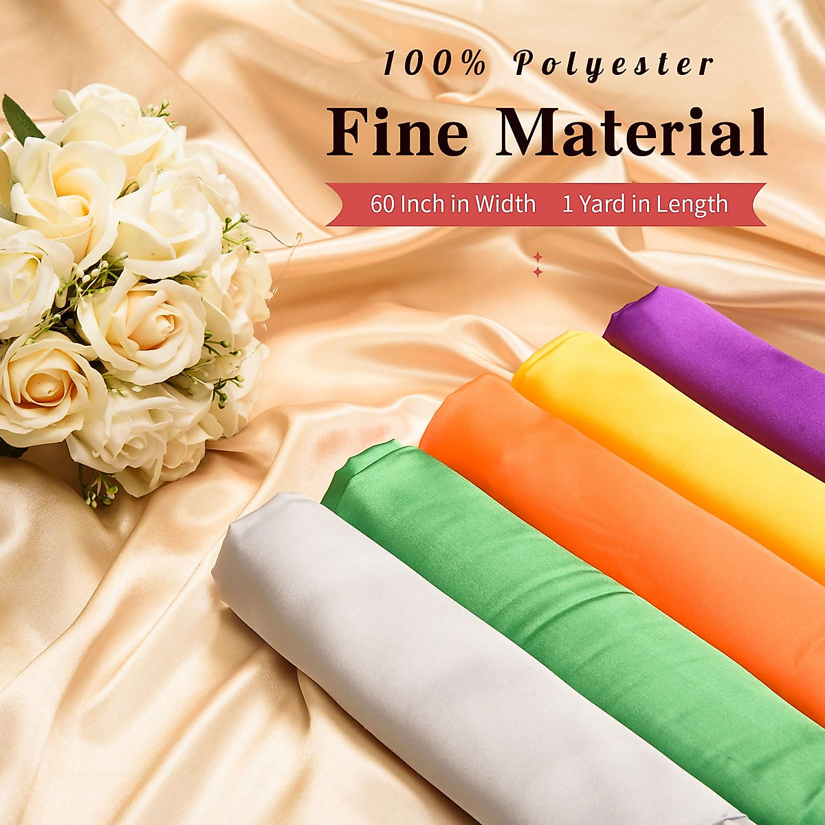 Charmeuse Satin Fabric by The Yard, 60" Wide Purple Bridal Satin Fabric, Soft Silky Satin Fabric Charmeuse Cloth Fabric for Bridal Dress, Apparel, Wedding Decorations, DIY Crafts, Sewing (1 Yard)