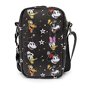 Buckle Down Disney Bag, Cross Body, Disney The Sensational Six Smiling Faces, Black, Vegan Leather