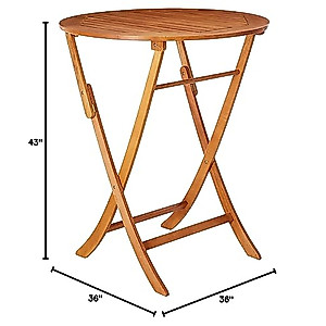 International Caravan Furniture Piece Royal Tahiti Outdoor 36" Bar Height Round Folding Table