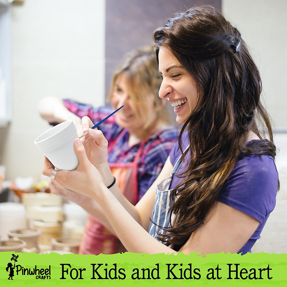 Pinwheel Crafts Flower Pot Kit - Set Comes with 3 Planters, 8 Paints, 2 Brushes & Much More - Paint Your Own Pot Set Garden Kit for Kids - Arts and Crafts for Kids Ages 4-8 (Original)