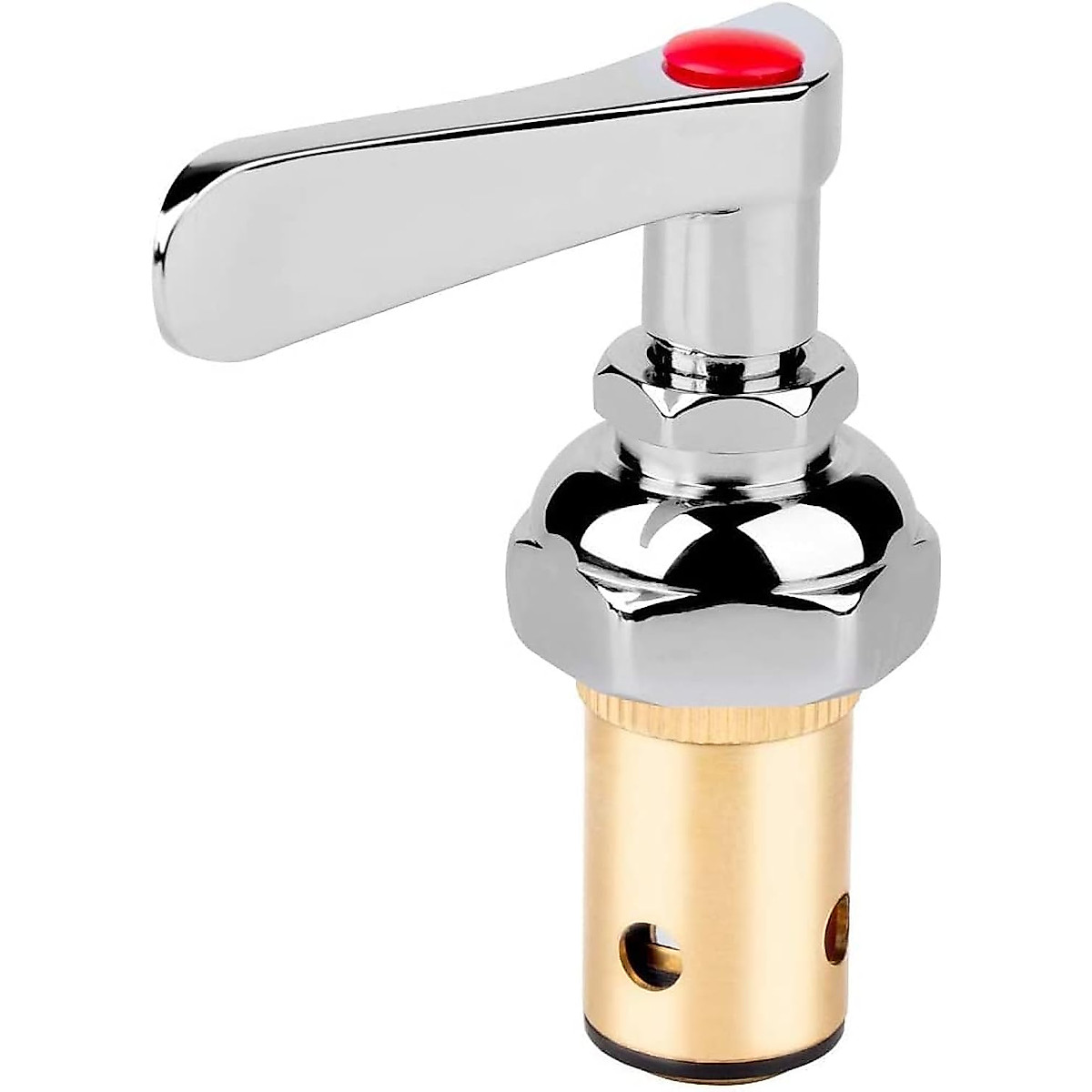 KWODE Brass Eterna Spindle Assembly Replacement Valve for Wall Mount Commercial Pre Rinse Faucet, Hot Side Lever Handle Faucet Stem Assembly Cartridge Faucet Valve, Red