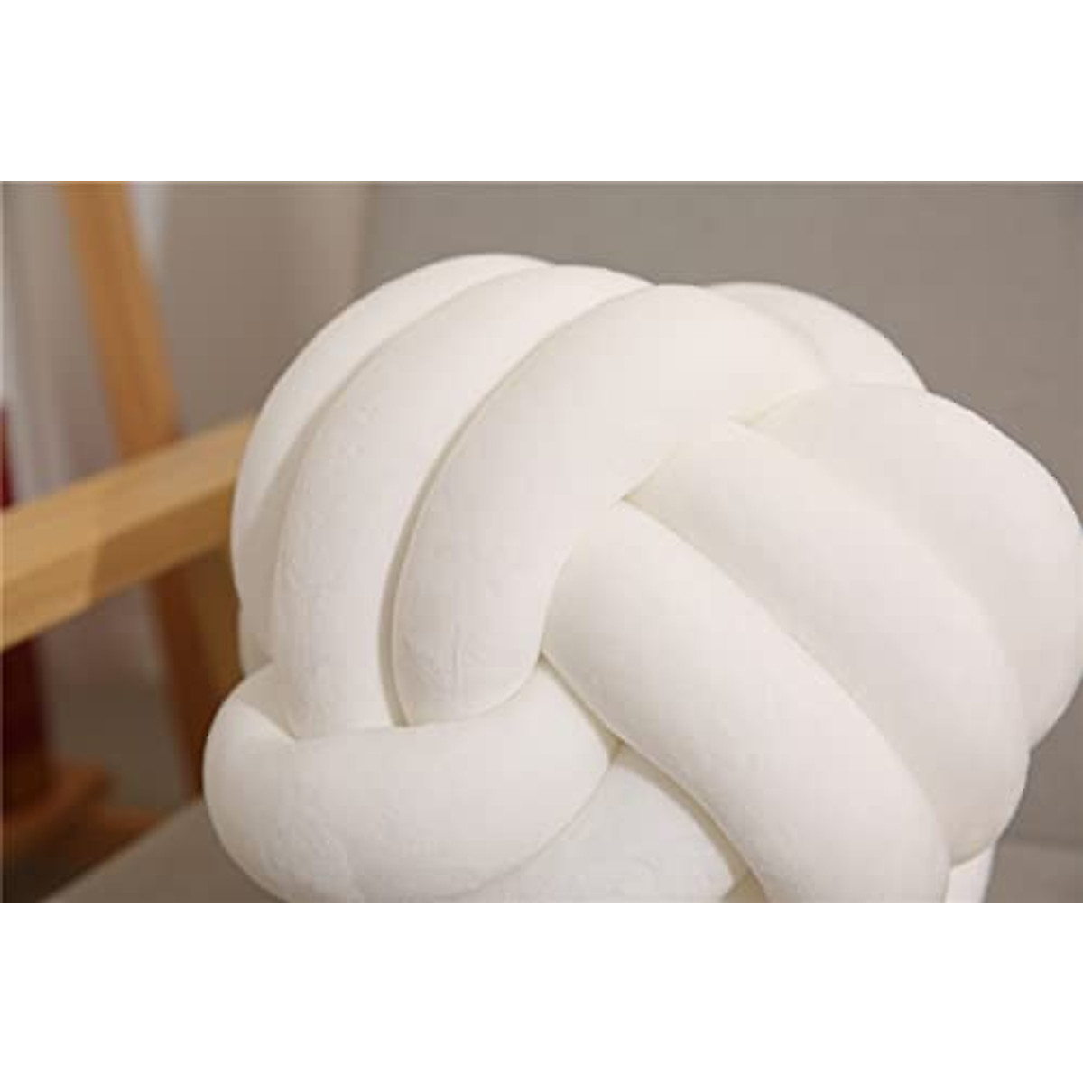 Naibyuki Knot Ball Pillow Household Throw Pillow Short Plush Knot Ball Pillow Home Decorative Waist Cushion Pillow for Couch Bed Car Office (White,Diameter:10.6 inches)
