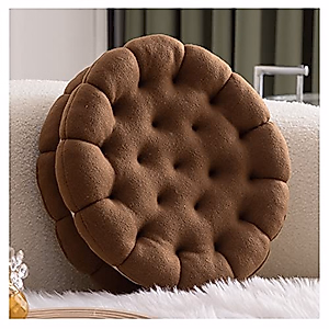 KedeLak Sandwich Biscuits Throw Pillows for Sofa Couch Brown Chocolate Biscuits Seat Cushions Cute Round Food Throw Pillows for Home Decoration