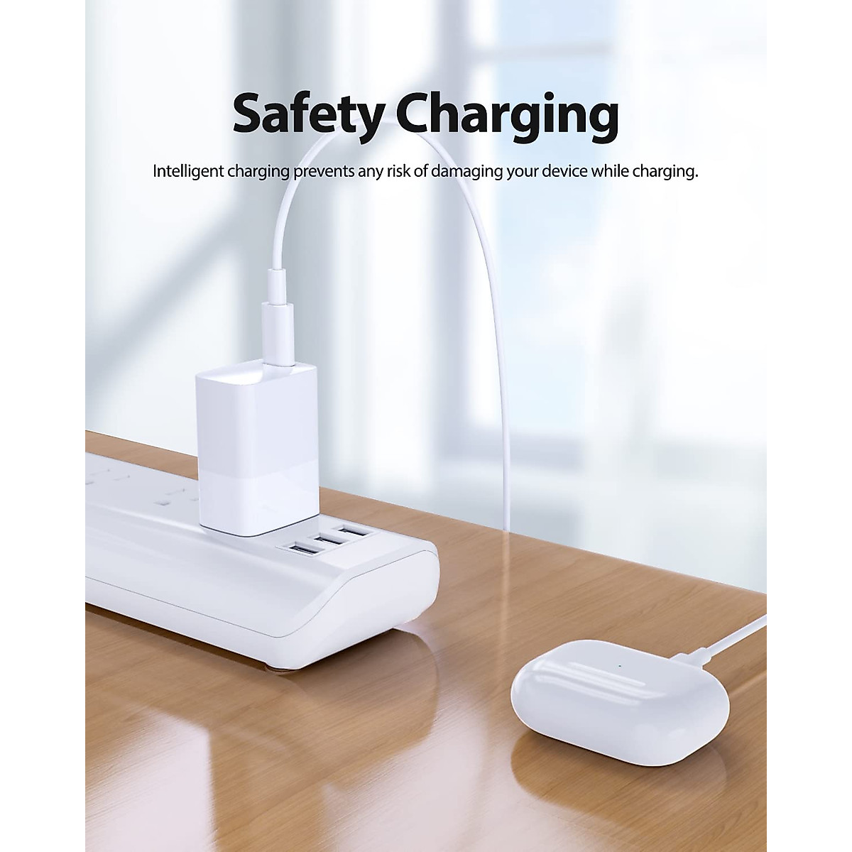 20W Fast Charger Fit for AirPods Pro 1 2 3 Gen, Fit for AirPods Max A2096, Fit for AirPods 1st/2nd/3rd Generation and 6.6Ft Charging Cable Wall Block Power Cord Adapter