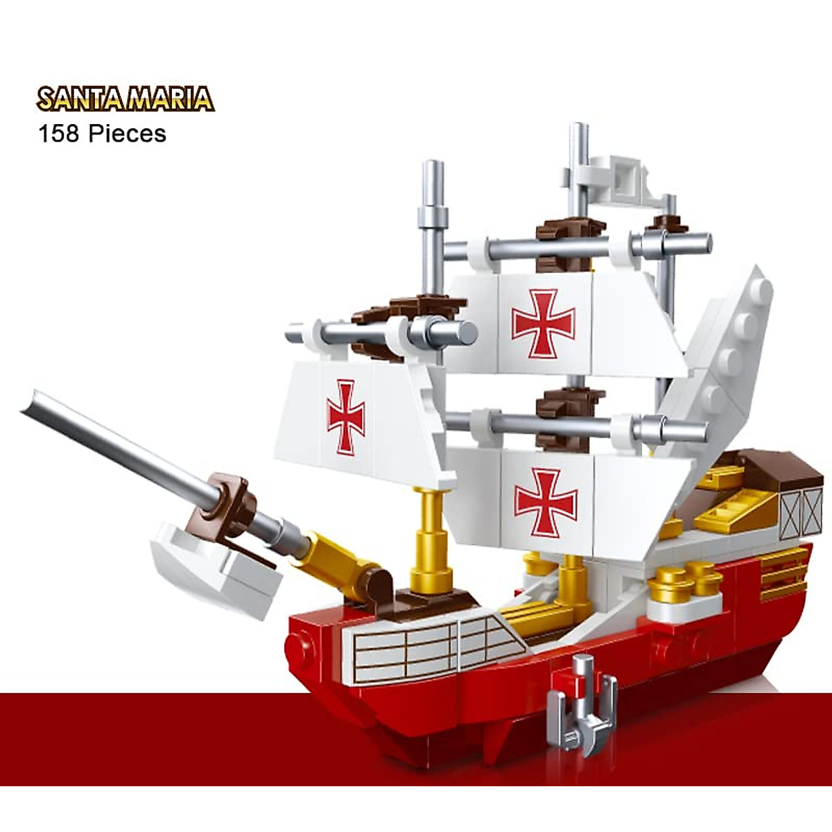 Apostrophe Games Famous Sailing Ships Building Block Set Toys - 3 Ships to Build, 506 Total Pieces - The Flying Dutchman, HMS Victory, Santa Maria, Model for Kids and Adults