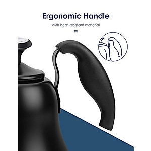 Chefbar Tea Kettle with Thermometer for Stove Top Gooseneck Kettle, Pour Over Coffee Kettle, Tea Pot Stovetop Teapot, Hot Water Heater Boiler for Camping, Home & Kitchen, Matte Black - 28oz