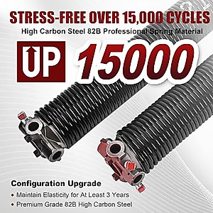 JZSDB Garage Door Torsion Springs, Pair of 0.250 x 2" x 28" Garage Door Spring with Non-Slip Winding Bars, Bearings and Gloves, Minimum of 15,000 Cycles