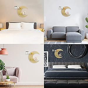 RERAUM 13" Cresent Moon Wall Shelf (Metal Champaign Gold) for Wall Decor, Crystal Display and Boho Shelf Decor