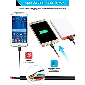 Micro USB Cable,Universal 3Pack 6ft Long Android Charger Cable, High Speed Sync Charger Cord and Micro USB Data Cord Wire for Samsung Galaxy S7 Edge, S7, S6 Edge,S6,Black