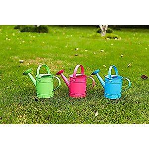 SUQ I OME 1.5L Small Metal Watering Can -Garden Outdoor Watering Can Bucket - Small Portable Indoor Watering Equipment with Anti-Rust Powder Coating Treatment Blue