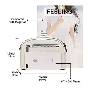 ZOOEASS Genuine Leather Small Crossbody Bags for Women,Ladies Shoulder Bag Purses Multi Pocket Cross Body Purse(Beige)