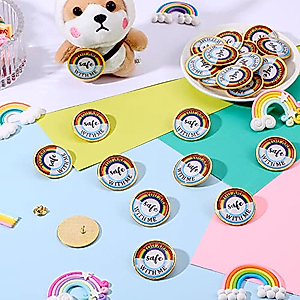 You are Safe with Me Enamel Pins Rainbow Lapel Pins Pride Pins LGBTQ Supports Badge Pin Cute Brooch Pin for Nurse Doctor Student Collar Clothing Backpack Bag Hat Decoration (200 Pcs)