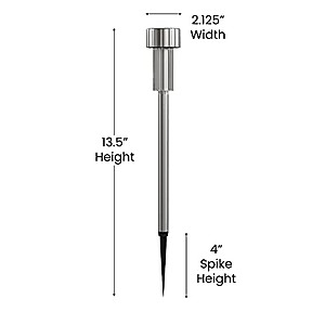 Flash Furniture DN-SL104-12-SS-GG 12 Pack Stainless Steel LED, Weather Resistant Outdoor Solar Powered Lights for Pathway, Garden, & Yard